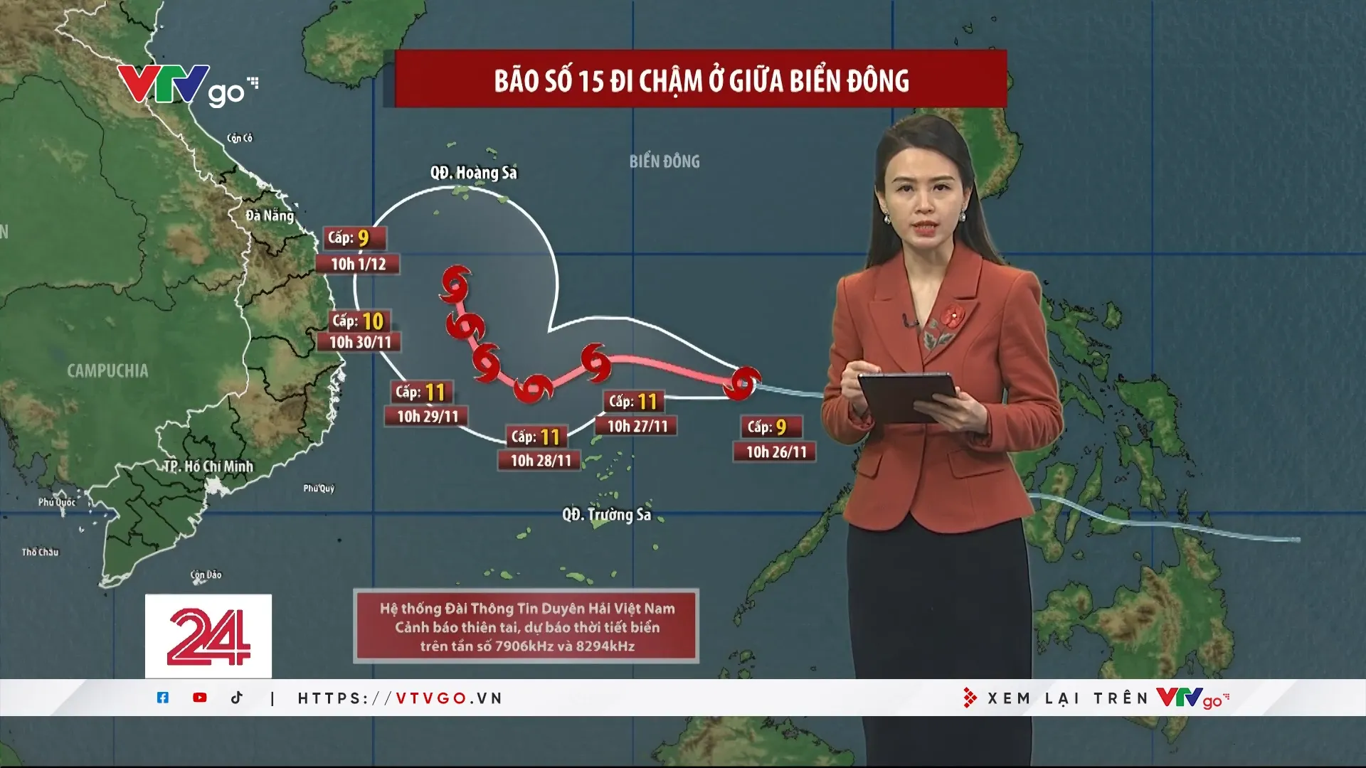 Bão số 15 đi chậm ở giữa biển Đông | Cập nhật trưa 26/11/2025 | VTVgo