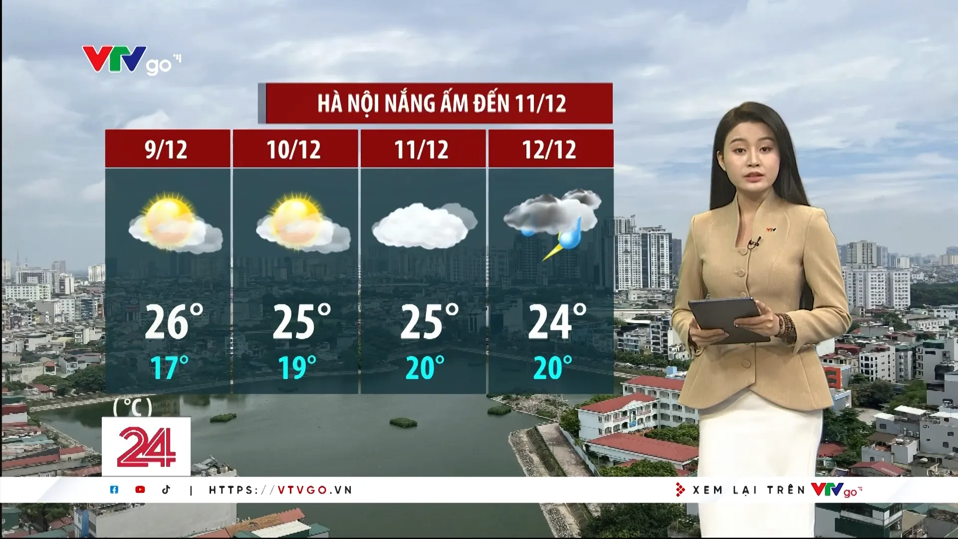 Hà Nội nắng ấm | Cập nhật trưa 09/12/2025 | VTVgo